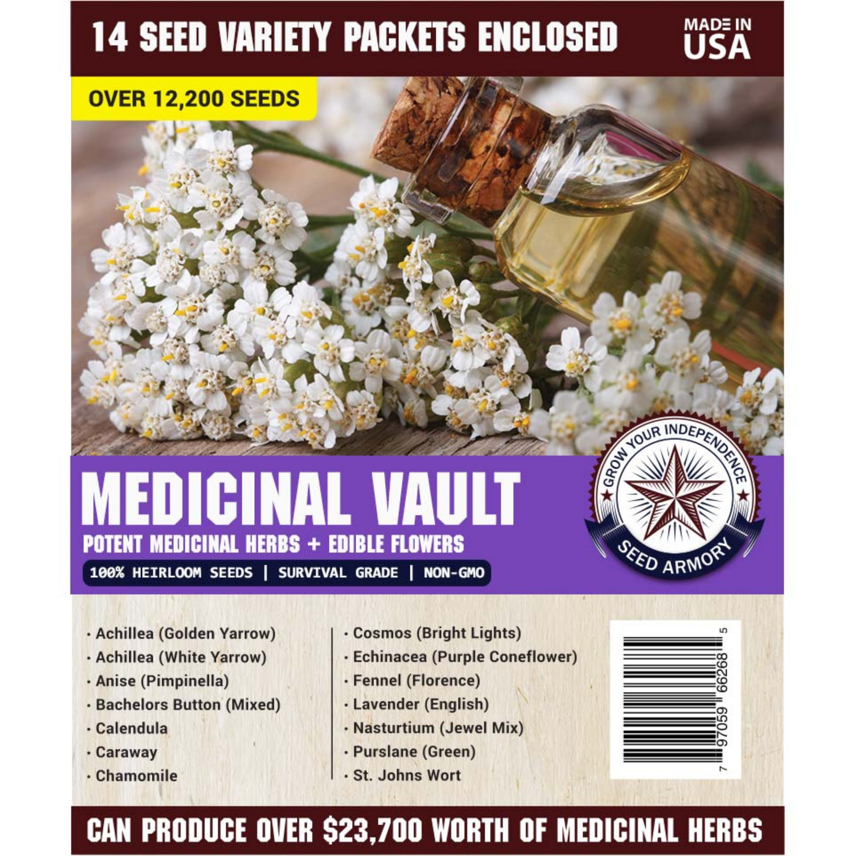 Heirloom Seeds, Survival Vault Super Kit - 100% Non-GMO Survival Grade ...