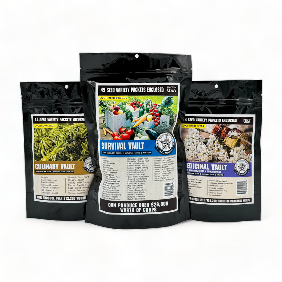 Survival-Grade Seed Vaults | 100% Non-GMO, Heirloom | Seed Armory Surv